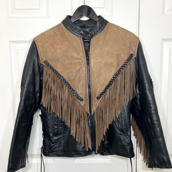Unik | Jackets & Coats | Unik Leather Fringe Biker Motorcycle Jacket ...